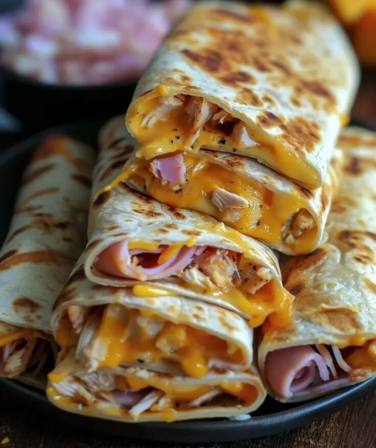 Heiße Hähnchen-Schinken-Käse-Wraps aus der Heißluftfritteuse - Omas ...